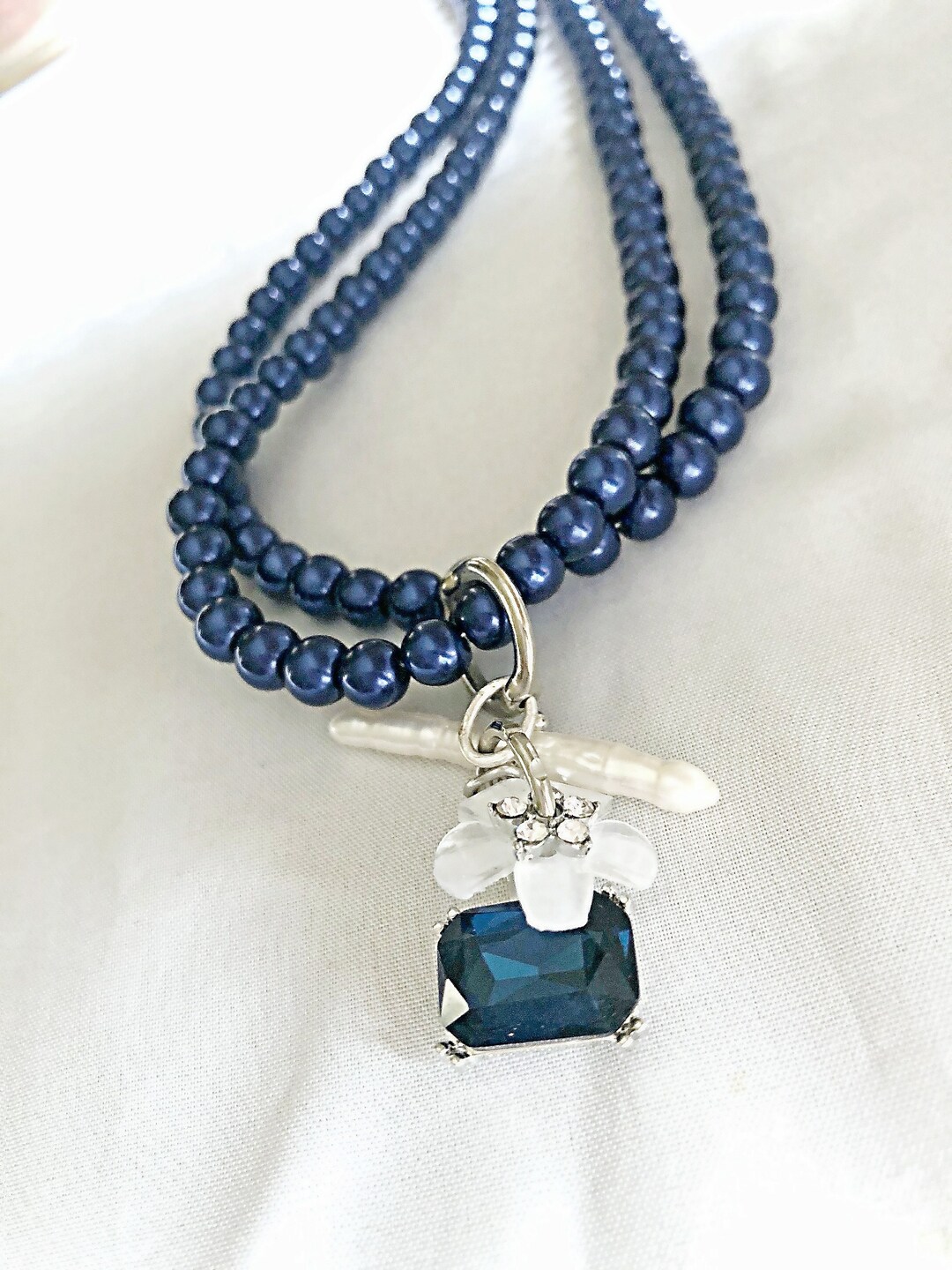 Nautical Weddings Navy Pearl Necklace - Etsy