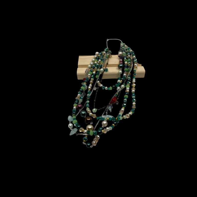 Handmade , Boho Style Chic, Multi Strand Layered Green and Burgundy ...