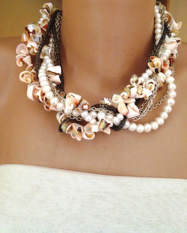 Bridal Jewelry Handmade Sea Shell Necklace With Freshwater - Etsy