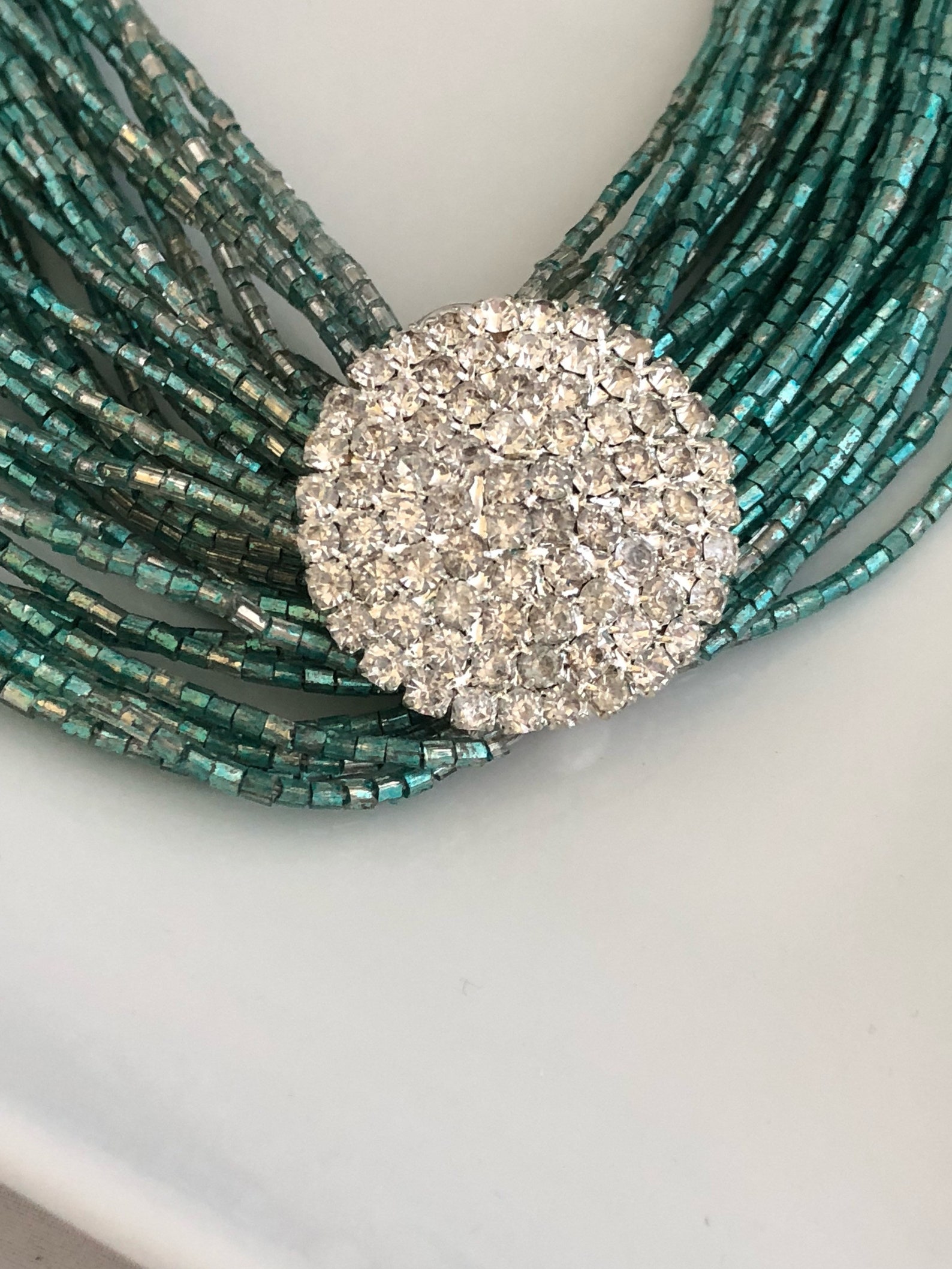 Bridal Jewelry Bib Necklace with Crystal Brooch Red Carpet | Etsy