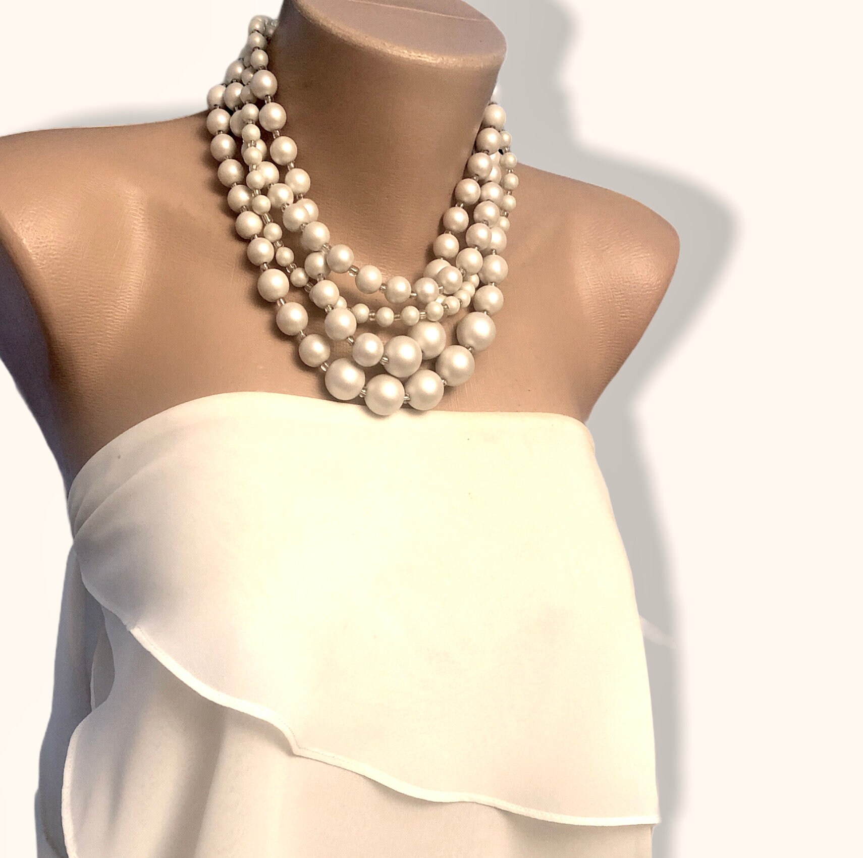 Multi Strand Pearl Necklace | Etsy