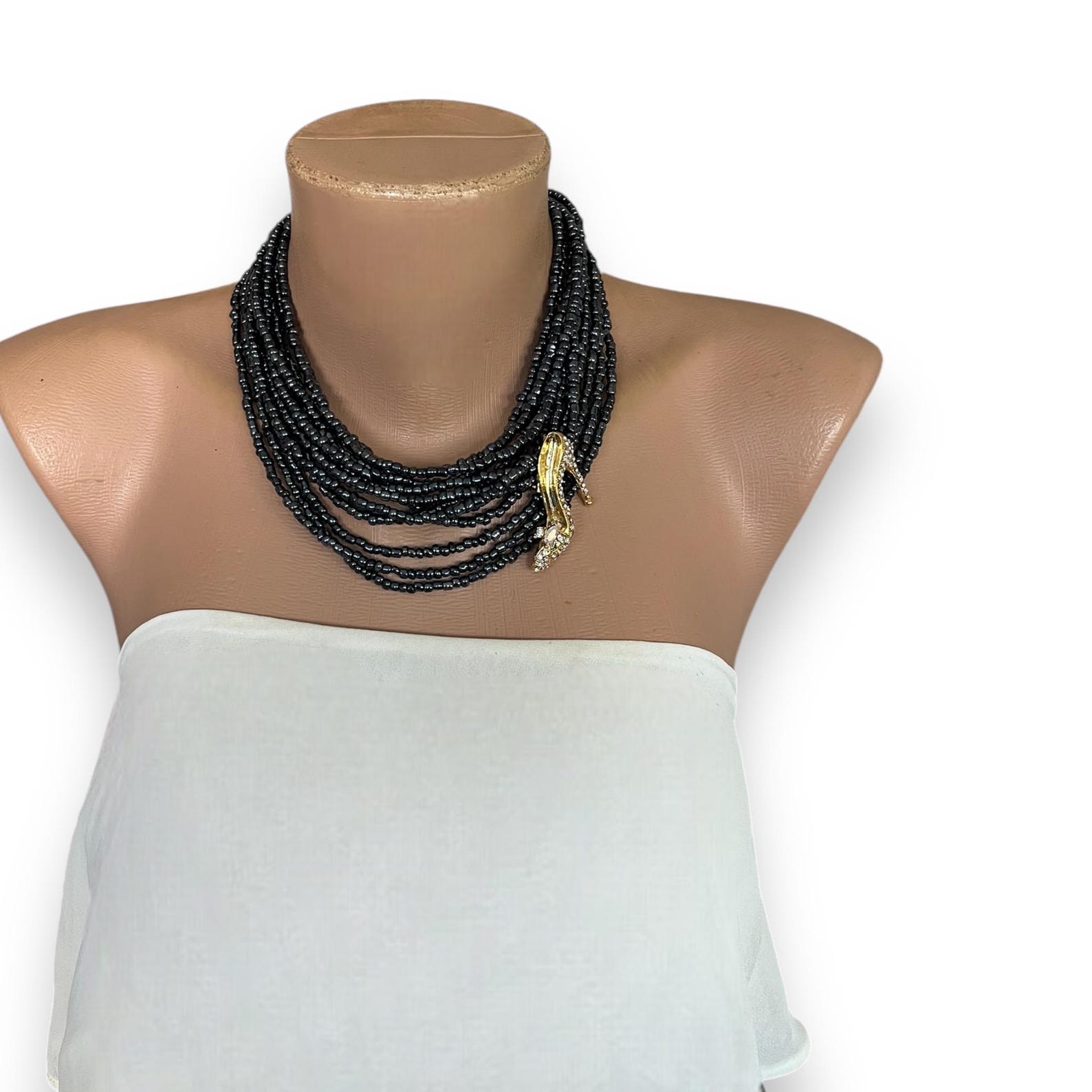 Handmade Art Deco Choker Decorated With Rhinestone Brooch - Etsy