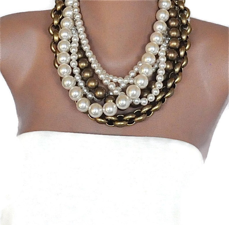 Bridal Jewelry Multi Strand Pearl Necklace Vintage inspired | Etsy