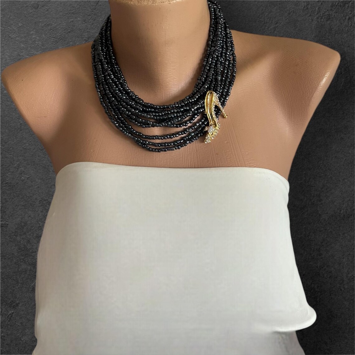 Handmade Art Deco Choker Decorated With Rhinestone Brooch - Etsy