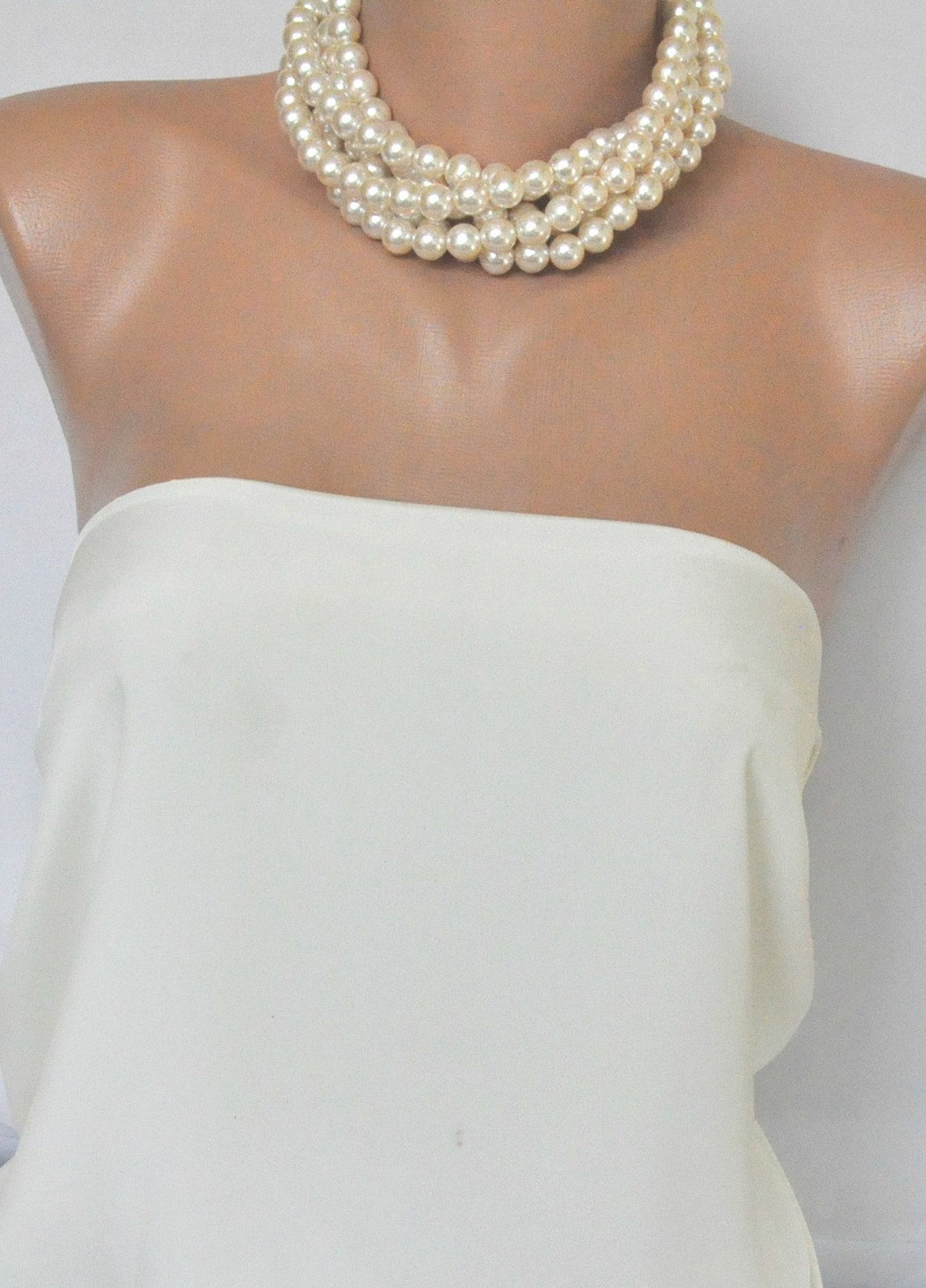 Handmade Layered Ivory Pearl Necklace Brides Bridesmaids - Etsy