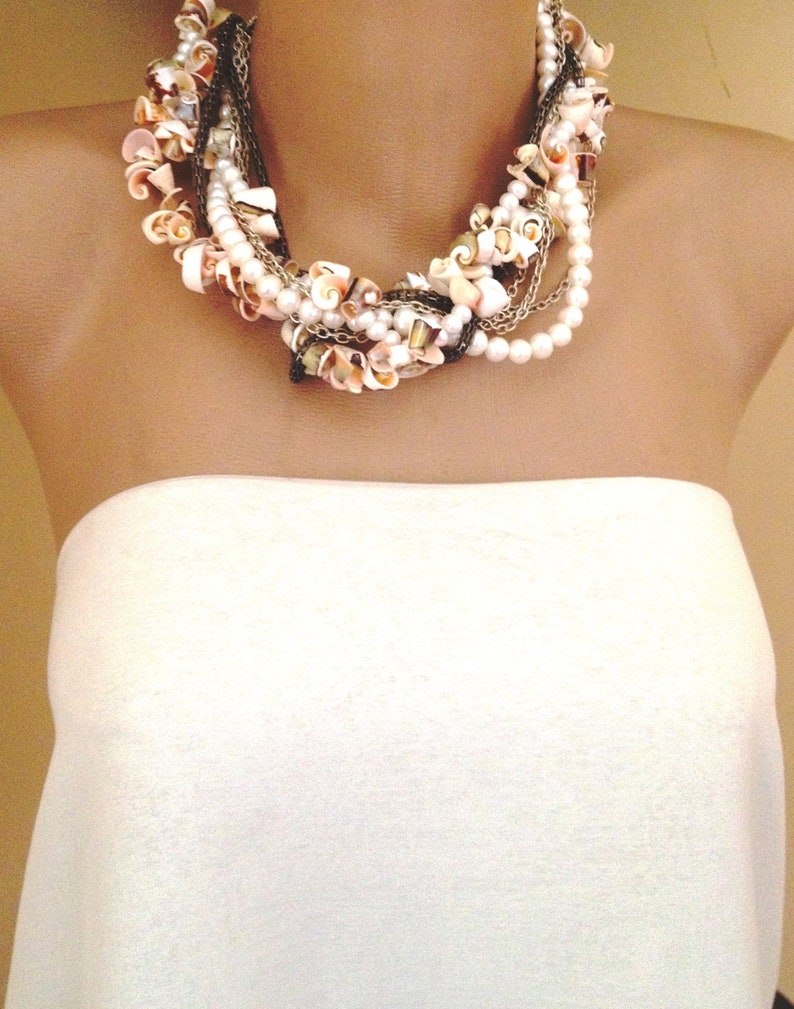 Bridal Jewelry Handmade Sea Shell Necklace With Freshwater - Etsy