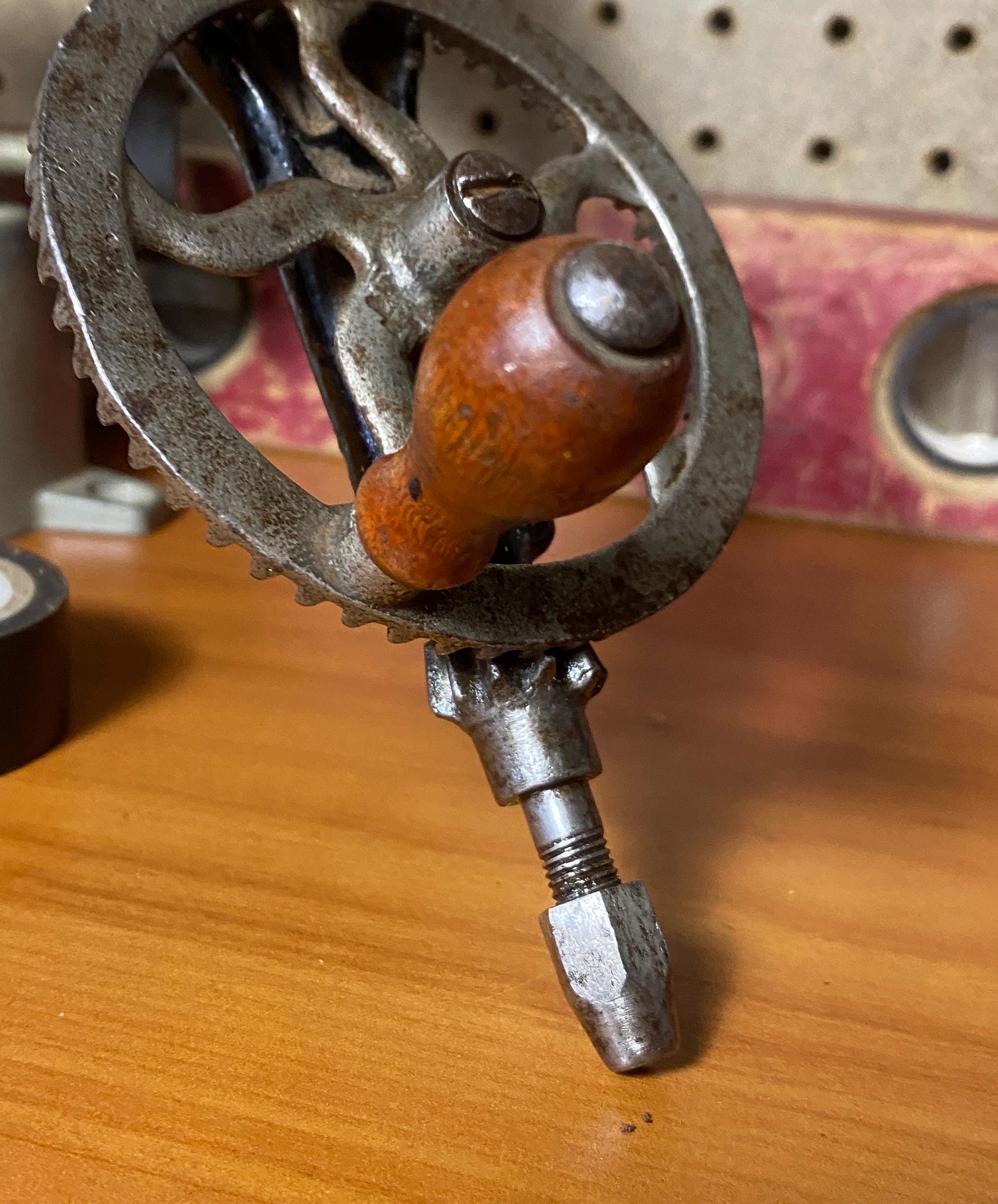 OWB Hand Crank Drill Antique Hand Tool Woodworking Eggbeater Drill ...