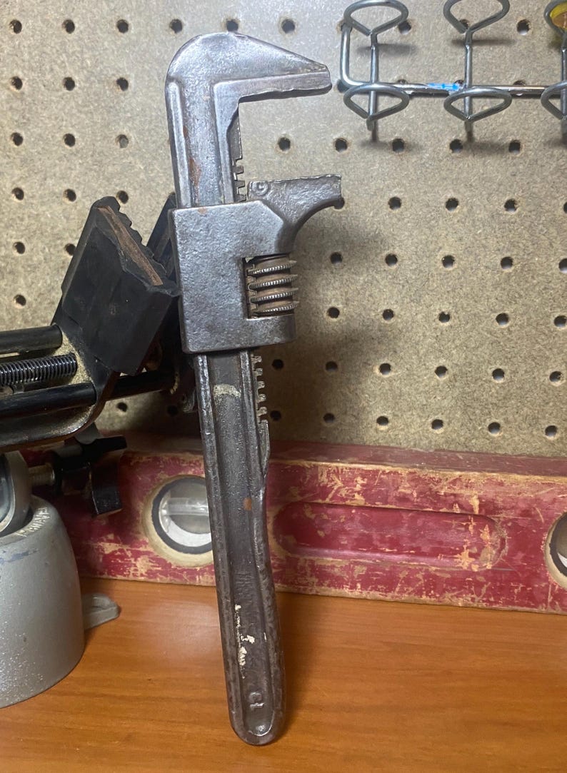 Vintage 9 Auto Adjustable Wrench Old School Mechanics Tools Mid Century ...