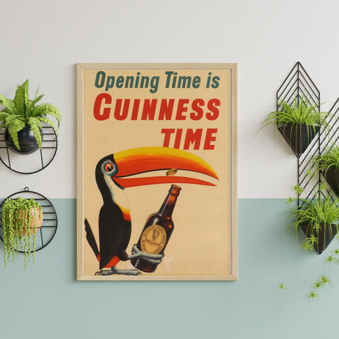 Guinness Vintage Advertising Poster Opening Time is GUINNESS TIME Art ...