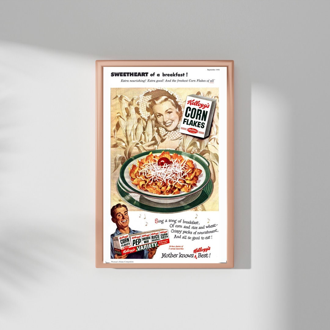 Kellogs Corn Flakes Advertisement Poster Vintage 1950s - Etsy