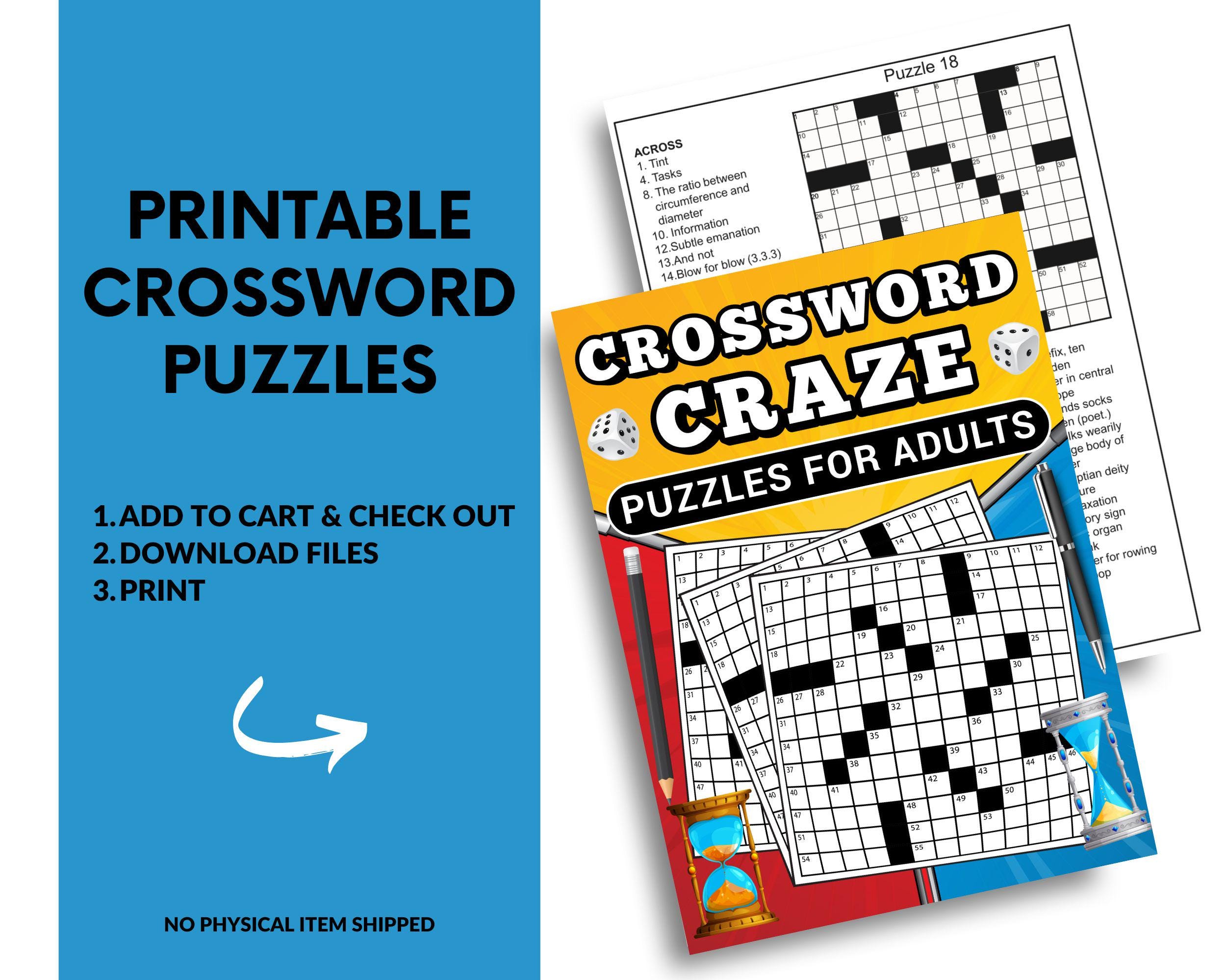 Relaxing Crossword Puzzles for Adults Large Print - Etsy