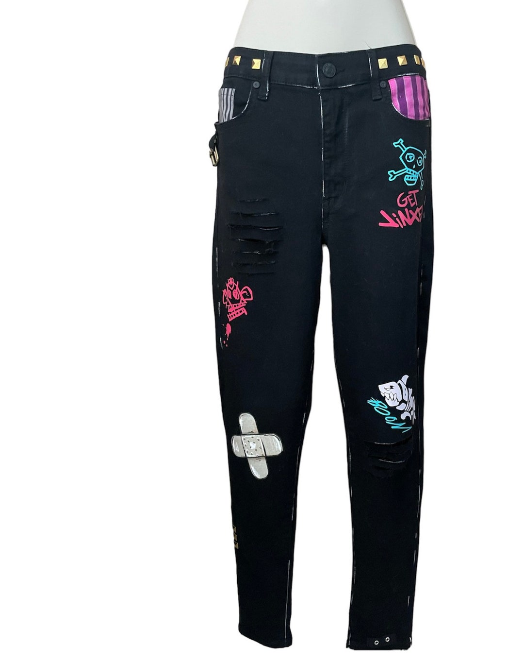 League of Legends LOL Jinx Arcane Inspired OOAK Custom Black Womens Fit ...