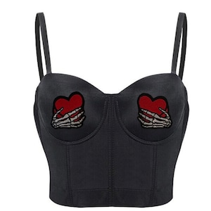 Spooky Goth Skeleton Hand Heart Valentines Embroidered Iron on Applique Booby Booty Patch - Etsy