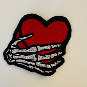 Spooky Goth Skeleton Hand Heart Valentines Embroidered Iron on Applique Booby Booty Patch - Etsy