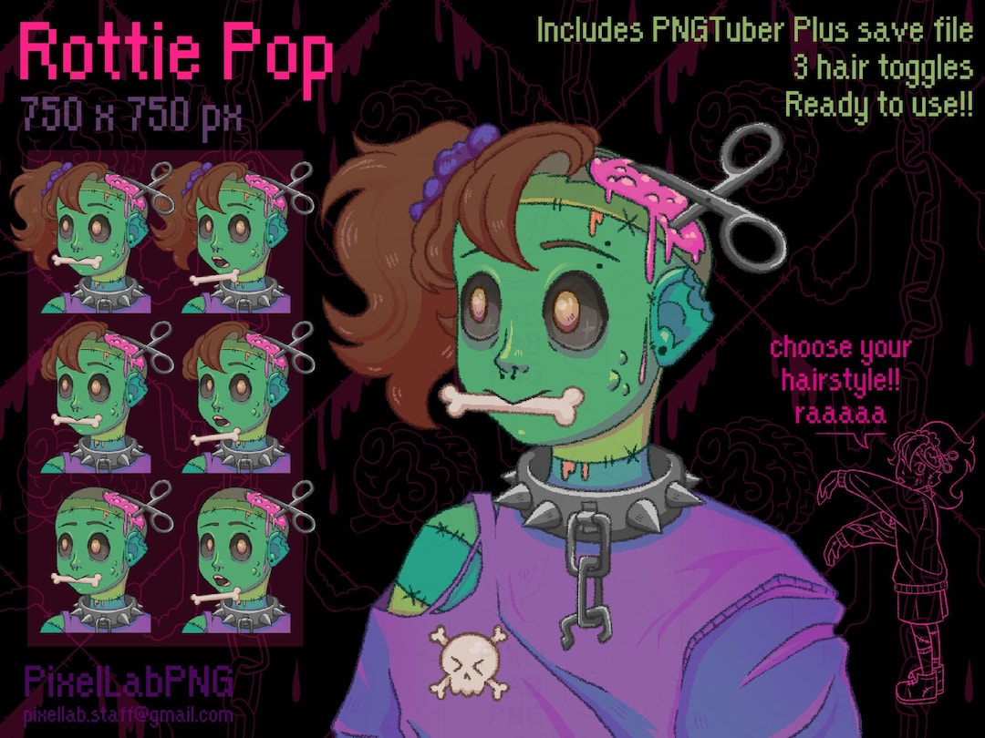 Rottie Pop - Hand Drawn Pngtuber | Pngtuber Plus | Halloween | Zombie ...