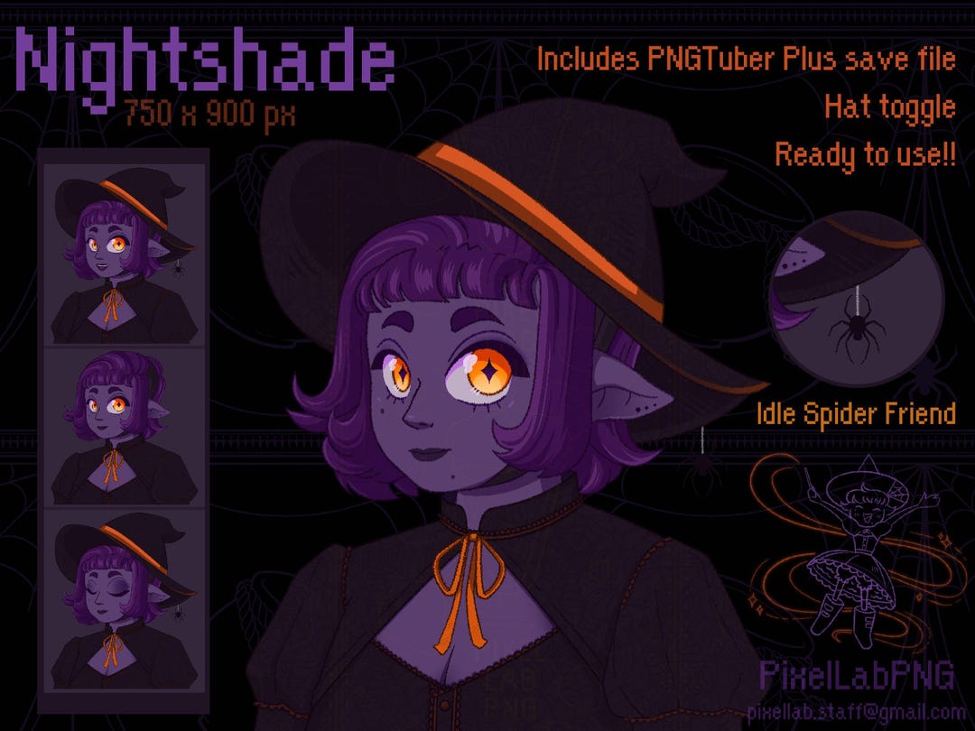 Nightshade Witch Pngtuber – Streaming Avatar With Outfit Toggles - Etsy