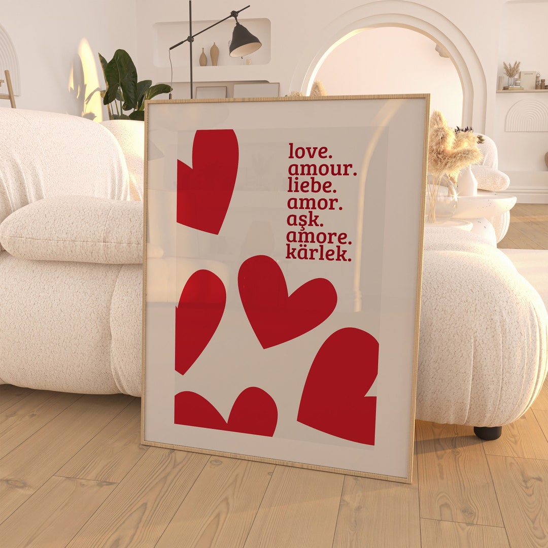 Love in Different Languages Poster Multilingual Romantic Wall Art ...