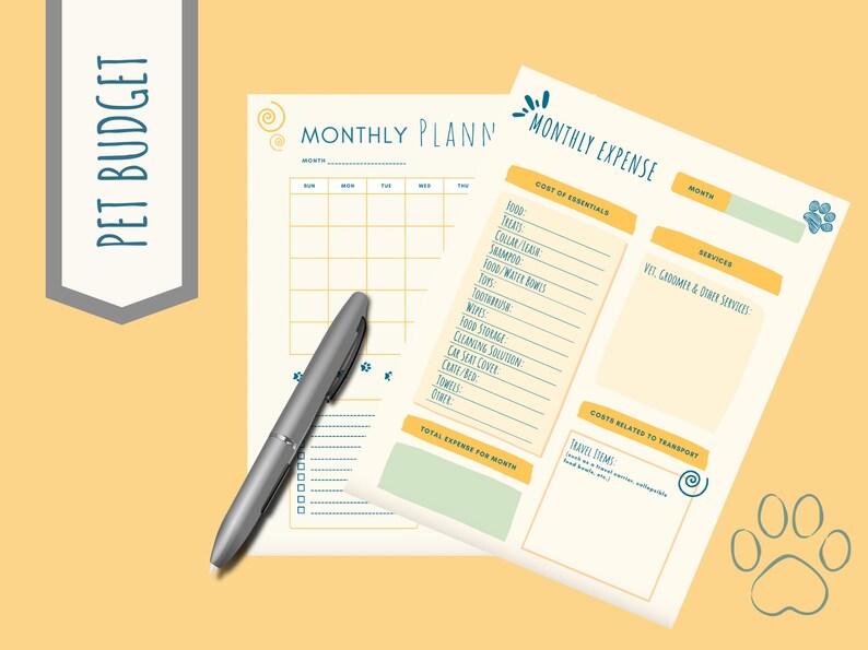Pet Expense Tracker and Monthly Budget Planner - Etsy