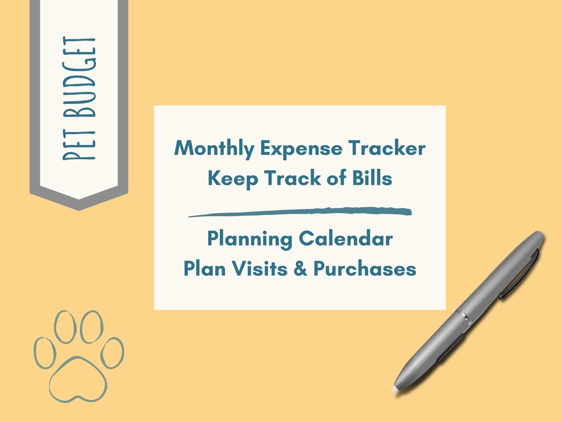Pet Expense Tracker and Monthly Budget Planner - Etsy