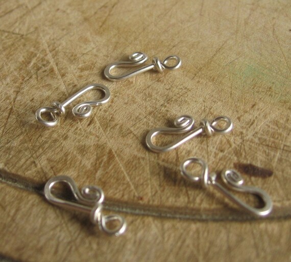 Items similar to Little Hook Clasp - qty 5 - silver filled - handmade ...