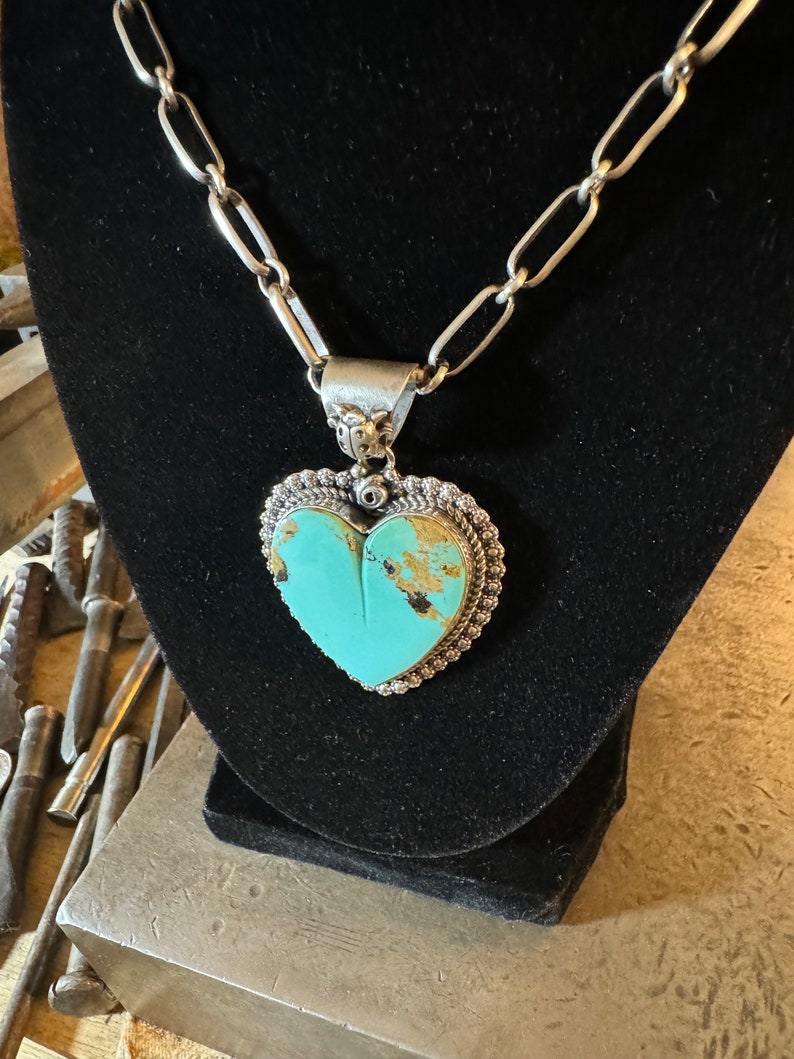 Kingman Turquoise Heart Pendant - Etsy