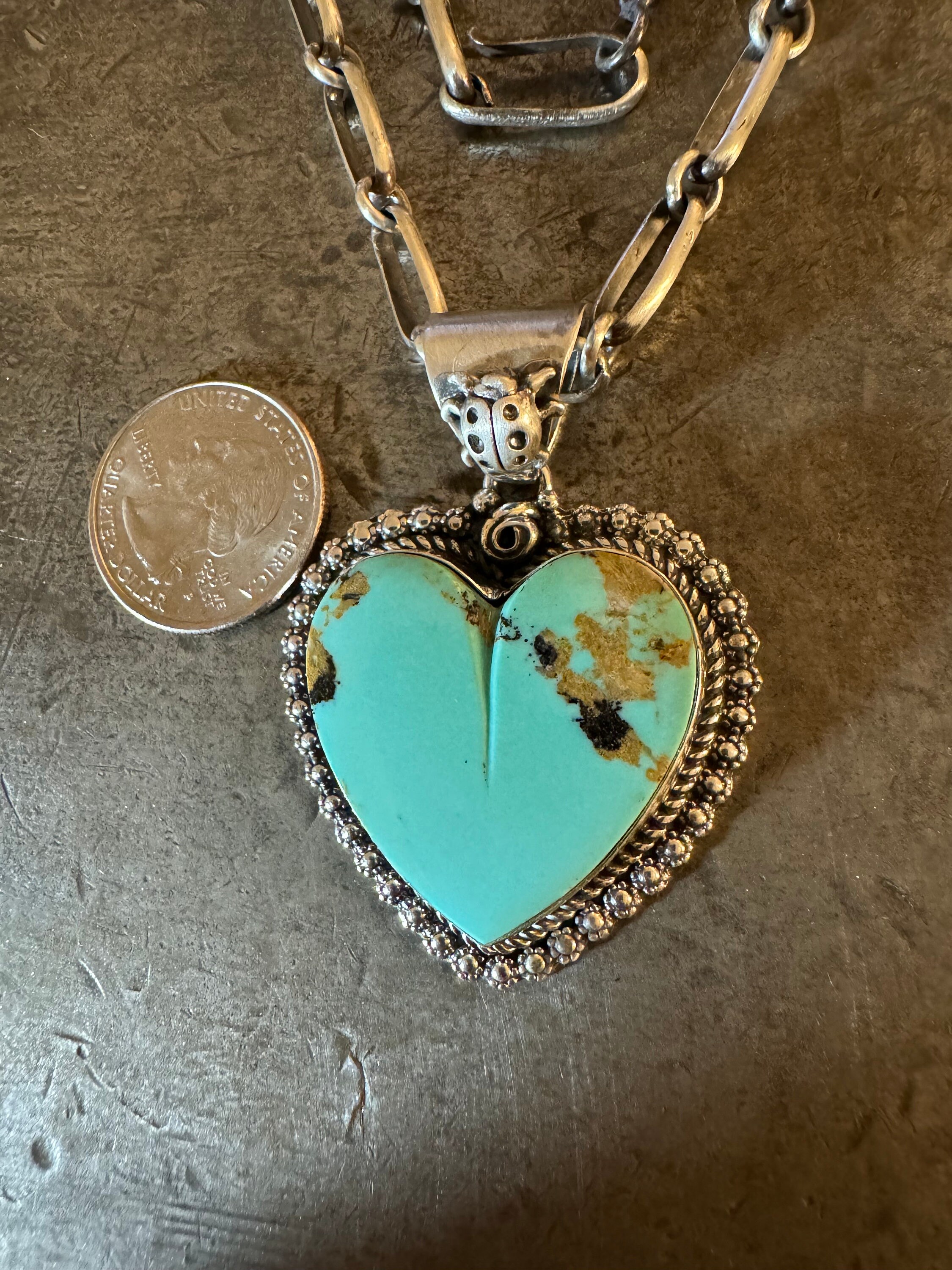 Kingman Turquoise Heart Pendant - Etsy
