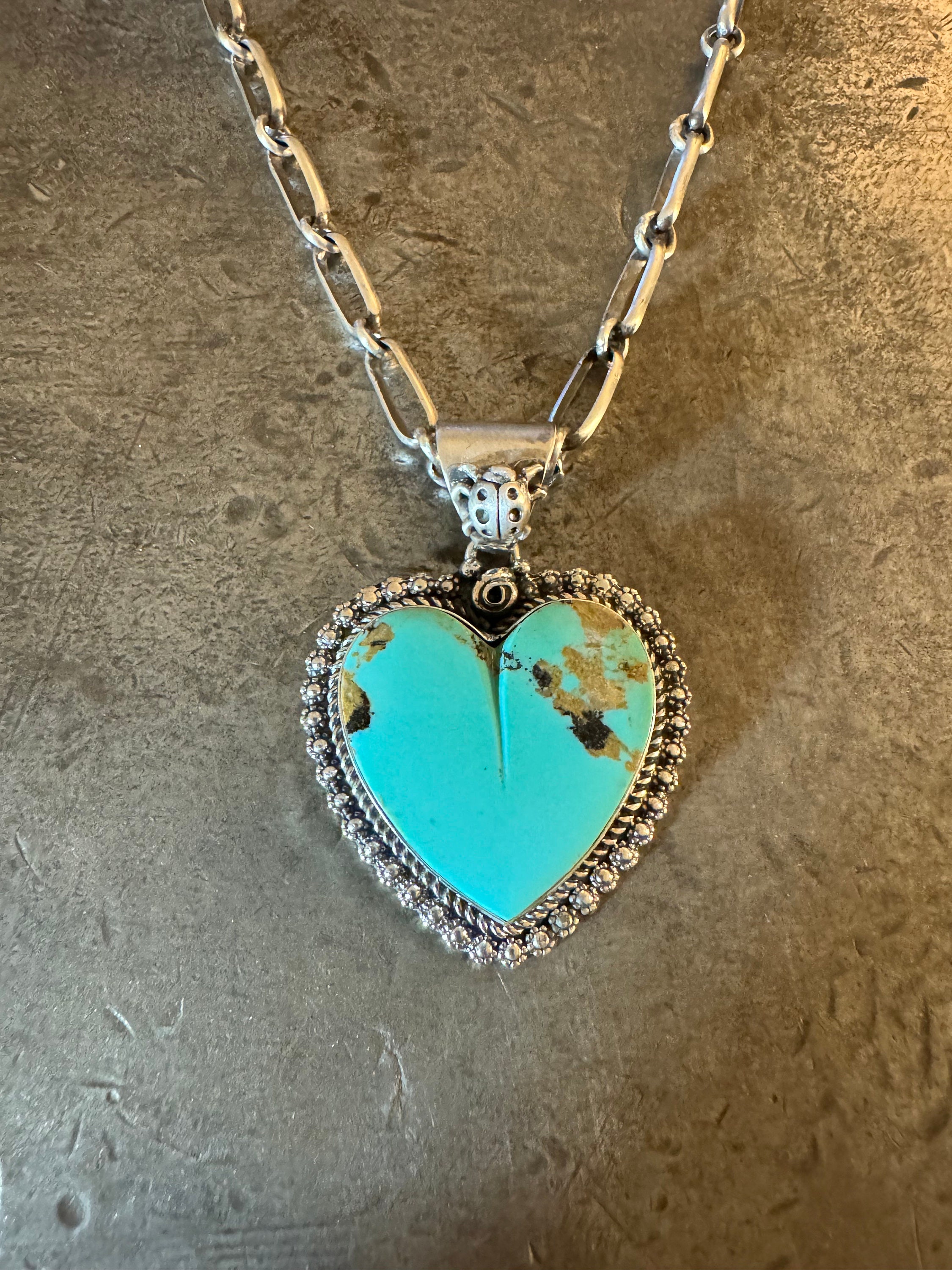 Kingman Turquoise Heart Pendant - Etsy
