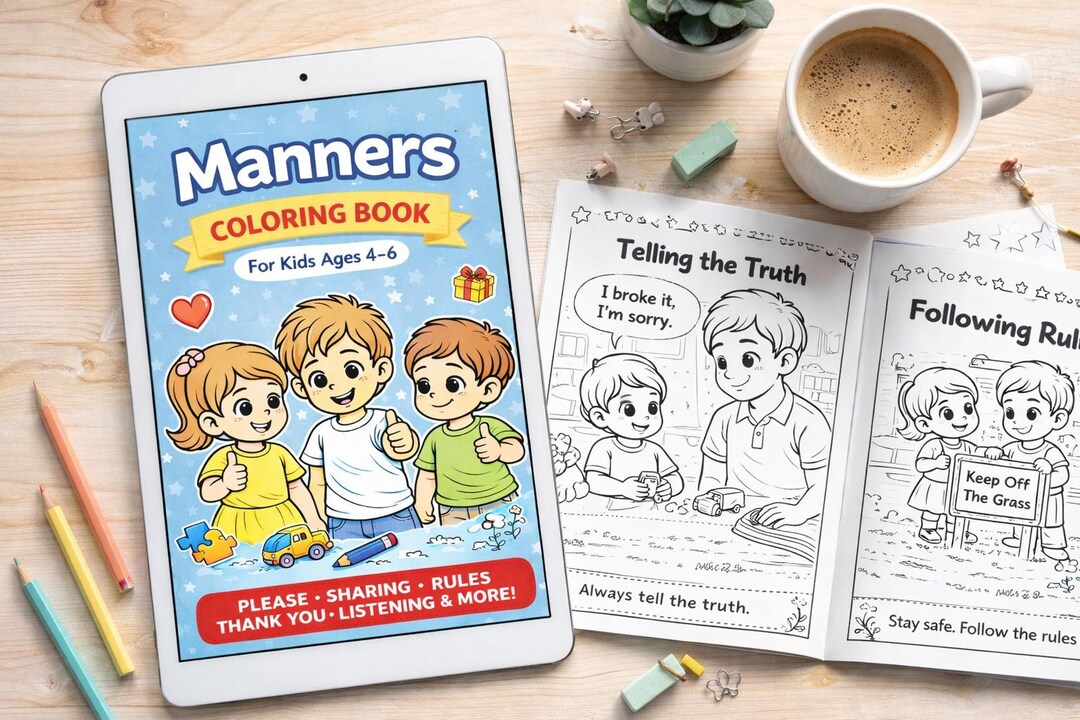 Manners Coloring Book for Kids Ages 4-6 | Social Skills Activity (PDF ...