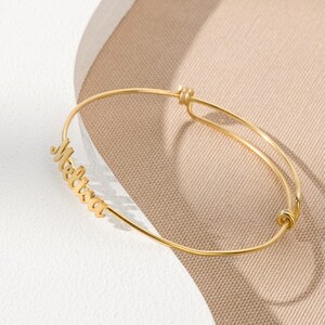 Custom Name Bangle Bracelet , Initial Name Bangle , Personalized Bangle Bracelet ,nameplate ...