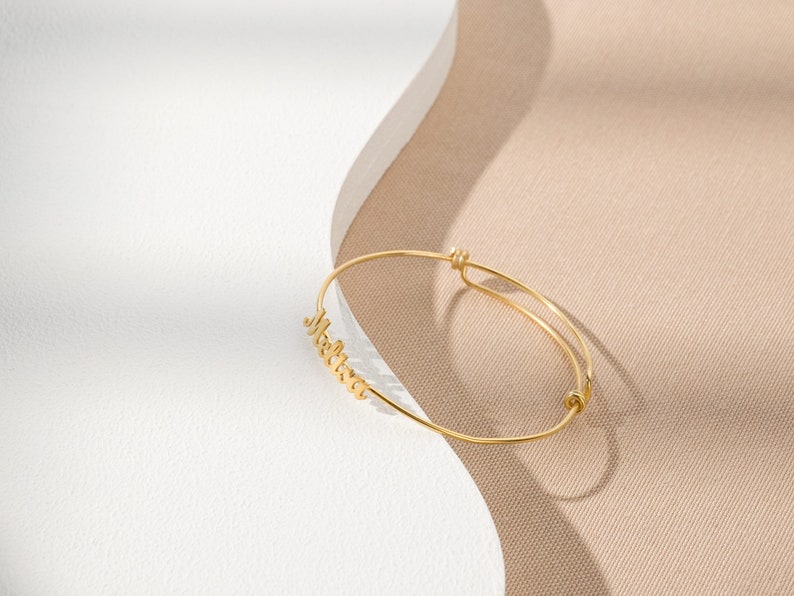 Custom Name Bangle Bracelet , Initial Name Bangle , Personalized Bangle ...
