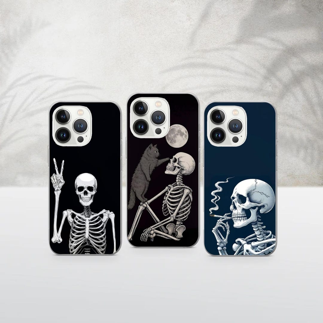Skeleton Phone Case Bones Skull Cover for iPhone 16, 16pro, 15, 14, 13 ...