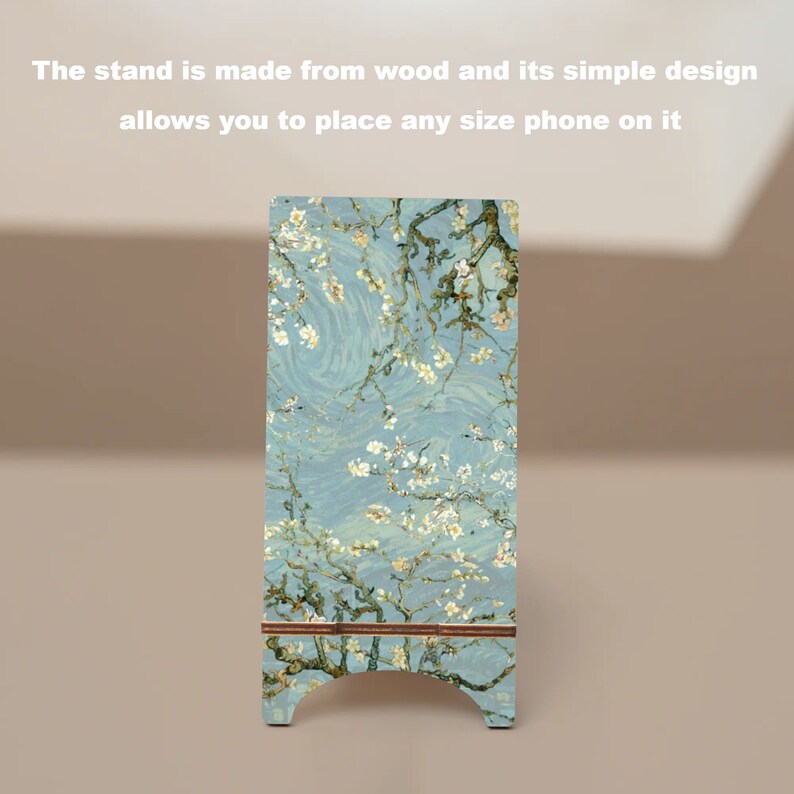 Van Gogh Painting Wood Phone Stand, Holder, Gift, Docking Station for iPhone 15 14 13, Samsung ...