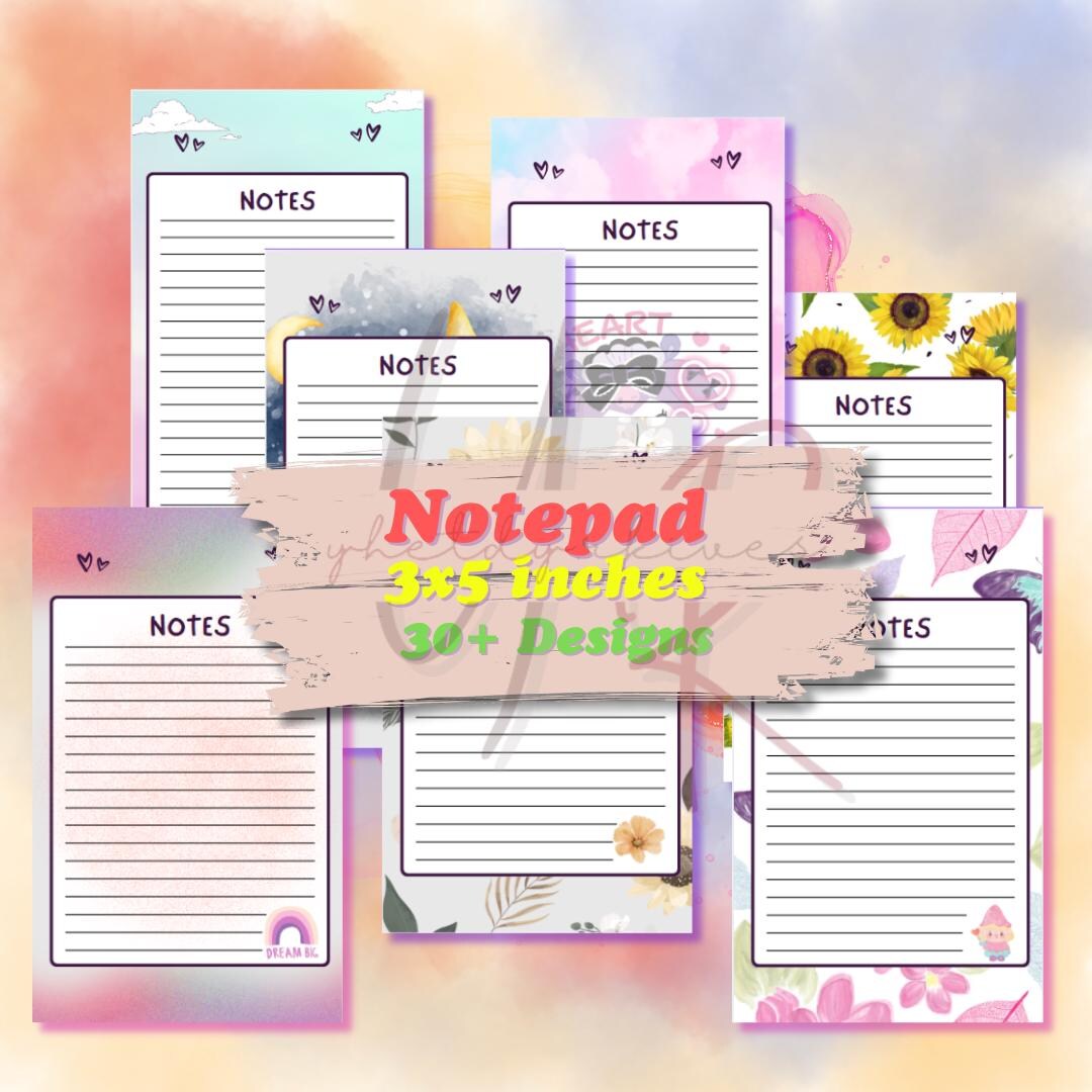 Editable 3x5 Notepad Template: Colorful Designs (canva Digital Download ...