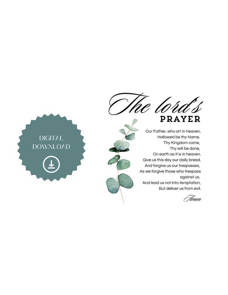 The Lord's Prayer ENGLISH Prayer Wall Art Catholic Digital Art ...