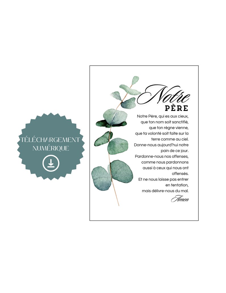 Lord's Prayer - Prayer in French - Catholic Digital Art to Print ...