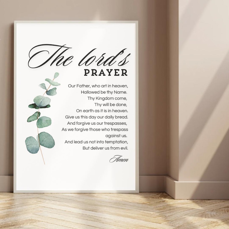 The Lord's Prayer- ENGLISH Prayer - Wall Art - Catholic Digital Art ...