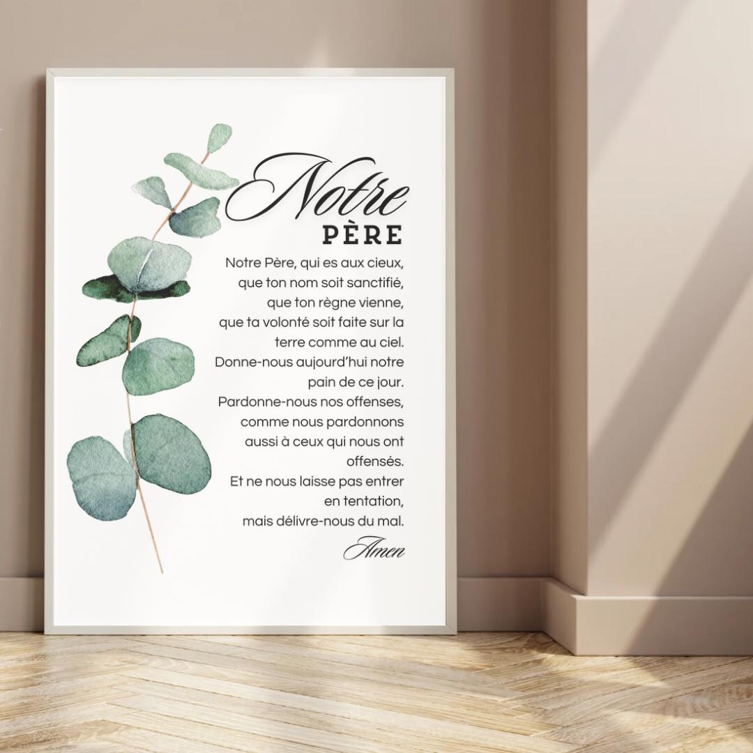 Lord's Prayer - Prayer in French - Catholic Digital Art to Print ...