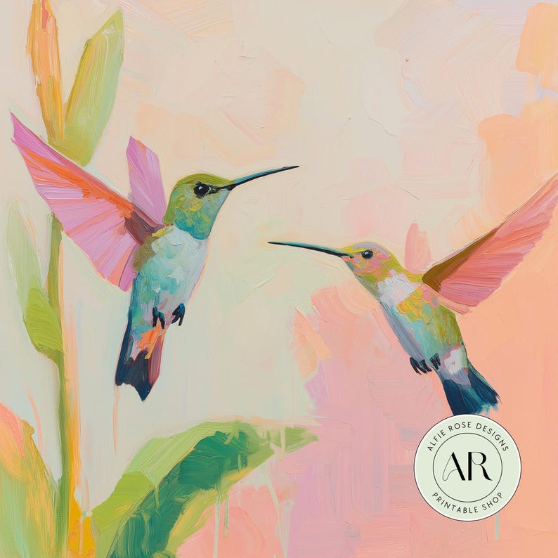 Hummingbird Wall Art: Pastel Nature Printable (digital Download) - Etsy