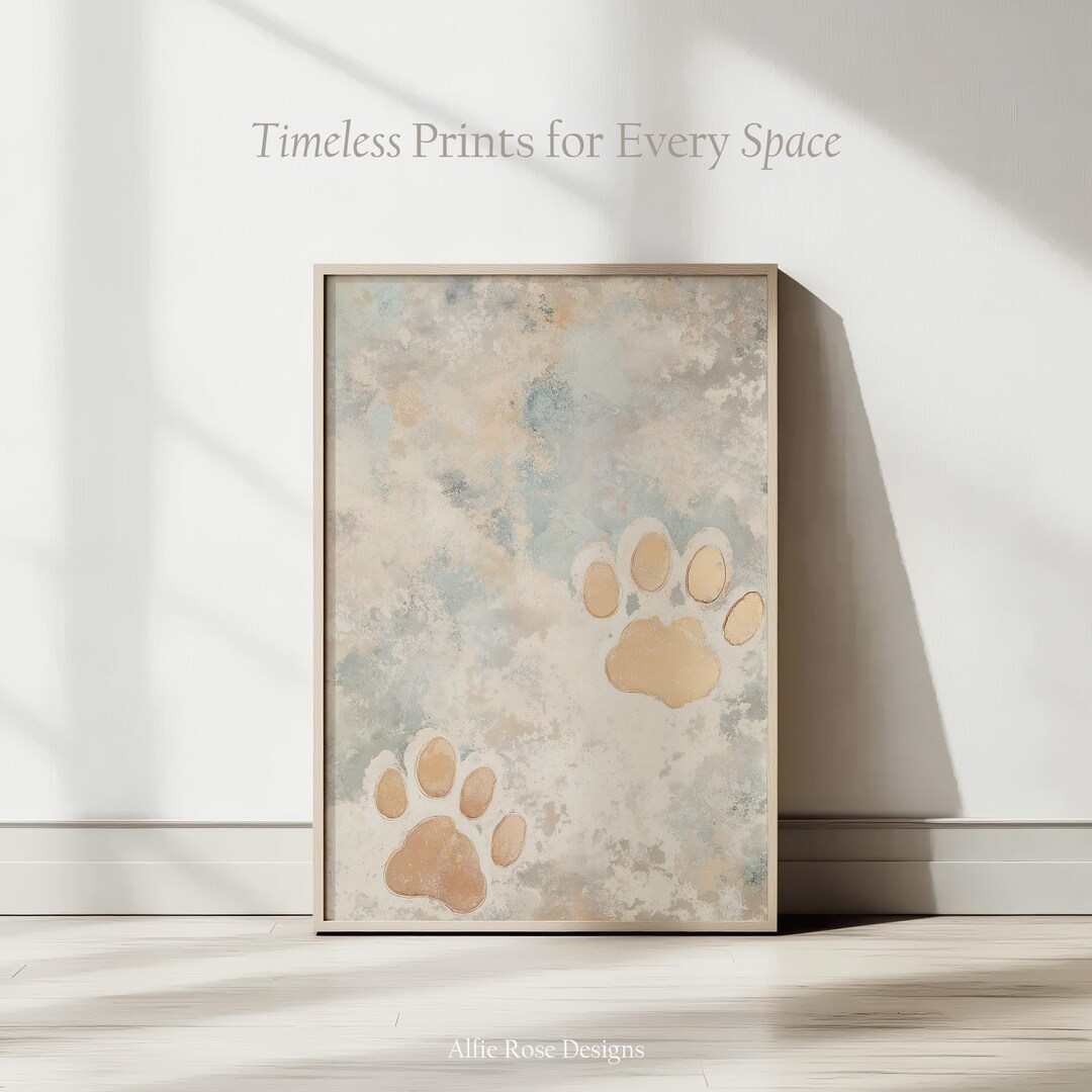Golden Paw Print Wall Art - Pet Lover Printable, Dog & Cat Parent Decor ...