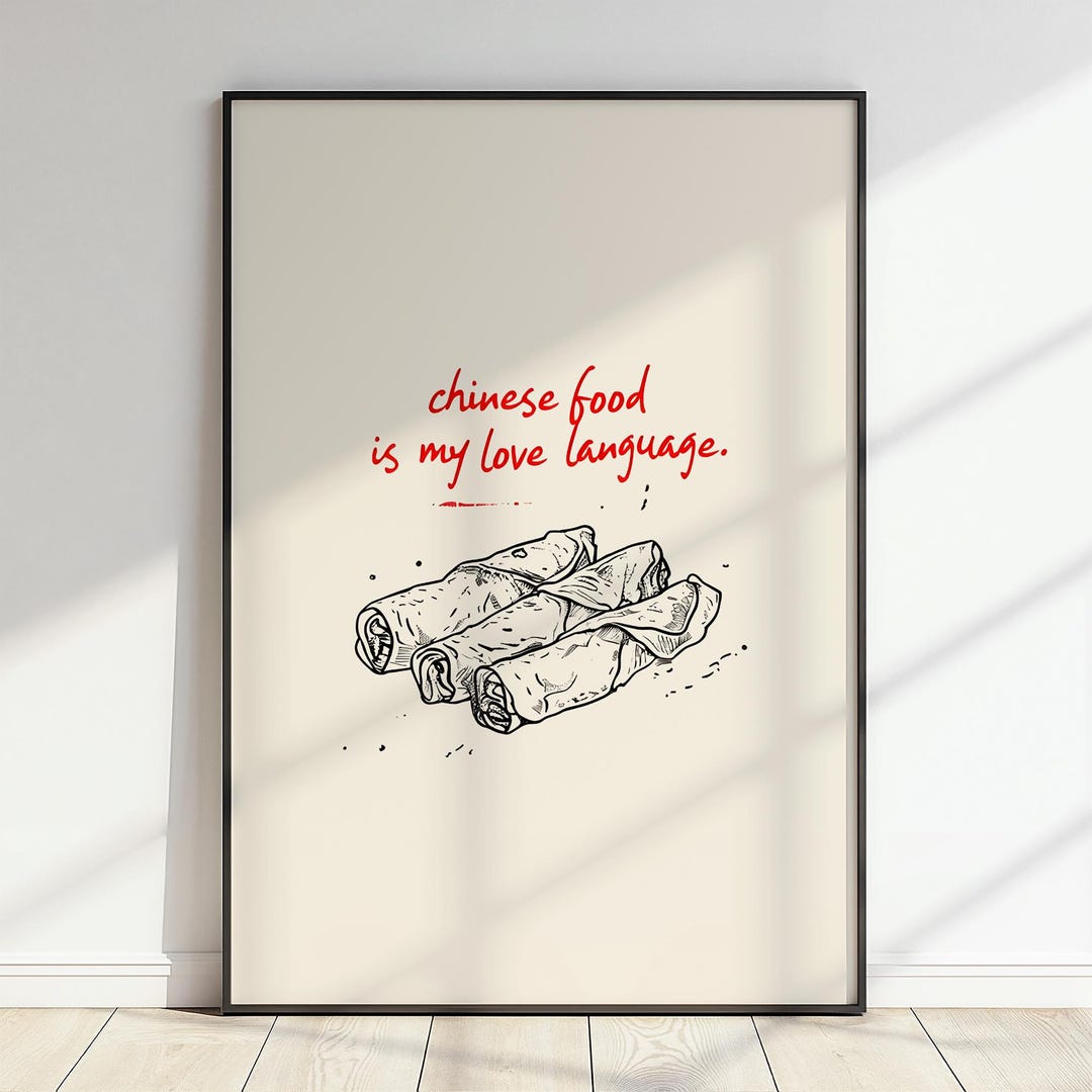 Chinese Food Love Language Print: Spring Roll Kitchen Art (digital ...