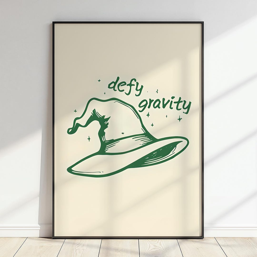 Wicked Elphaba Witch Hat Print: Defy Gravity Broadway Art (digital ...