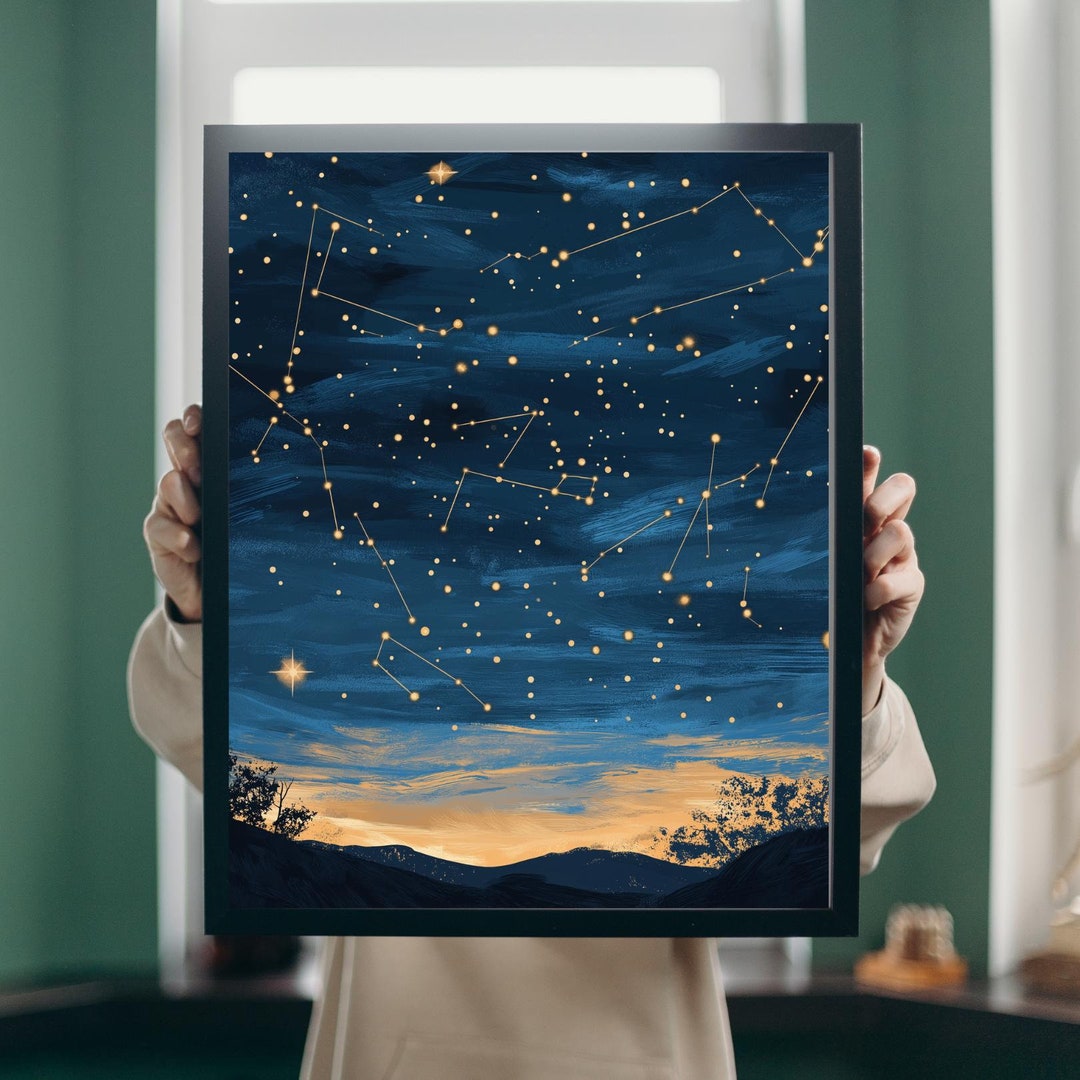 Night Sky Constellations Art Print: Celestial Cosmic Decor (digital ...