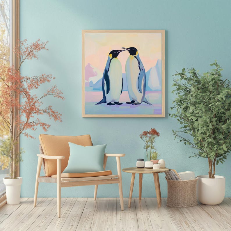 Playful Penguin Canvas Art: Whimsical Wildlife Print (digital Download ...