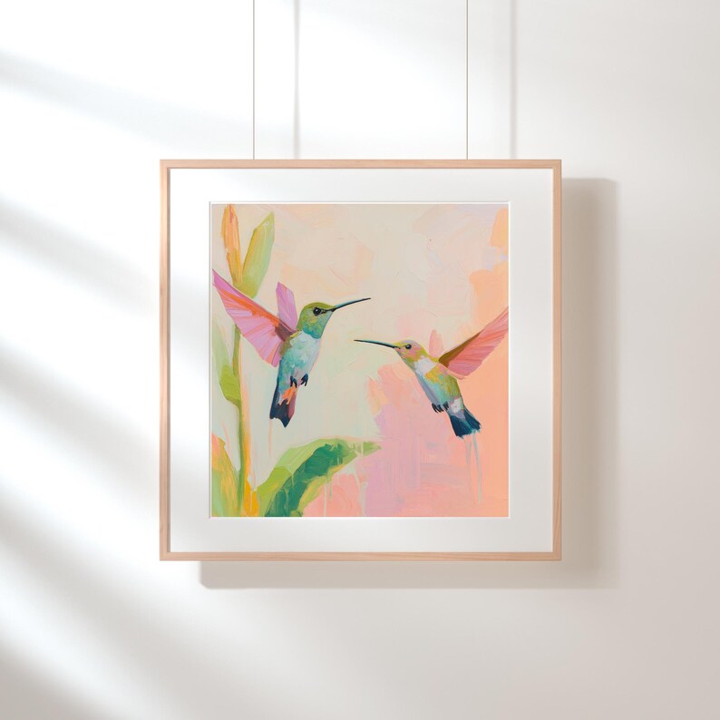 Hummingbird Wall Art: Pastel Nature Printable (digital Download) - Etsy