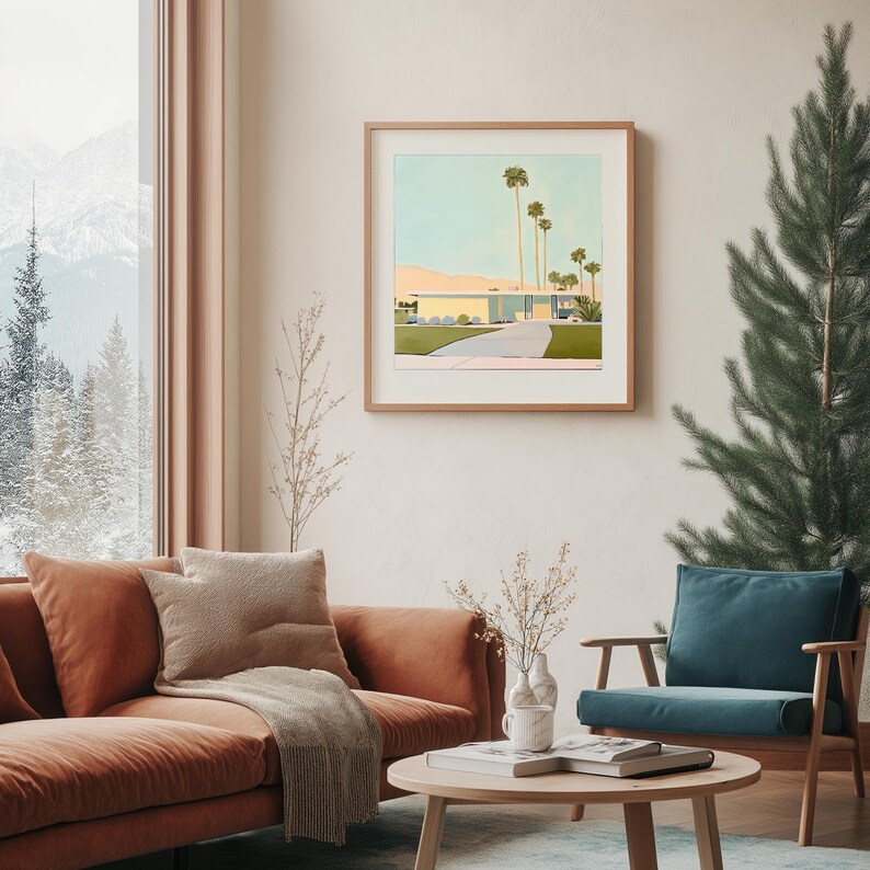 Palm Springs House Canvas Art: Mid-century Modern Desert Print (PDF) - Etsy