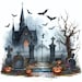 Halloween Scenes Clipart, Printable Halloween Backdrops, Halloween ...