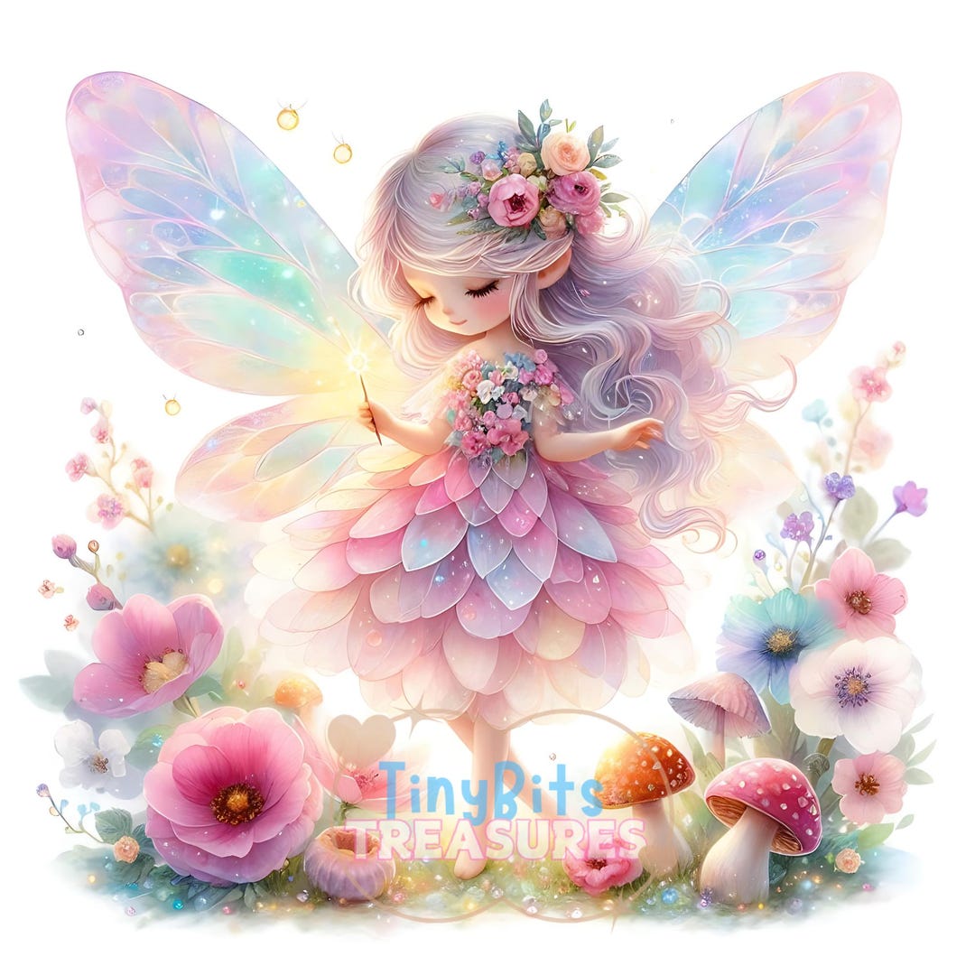 Spring Fairy Garden Clipart, Enchanting Spring Fairy Graphics, Fairy ...