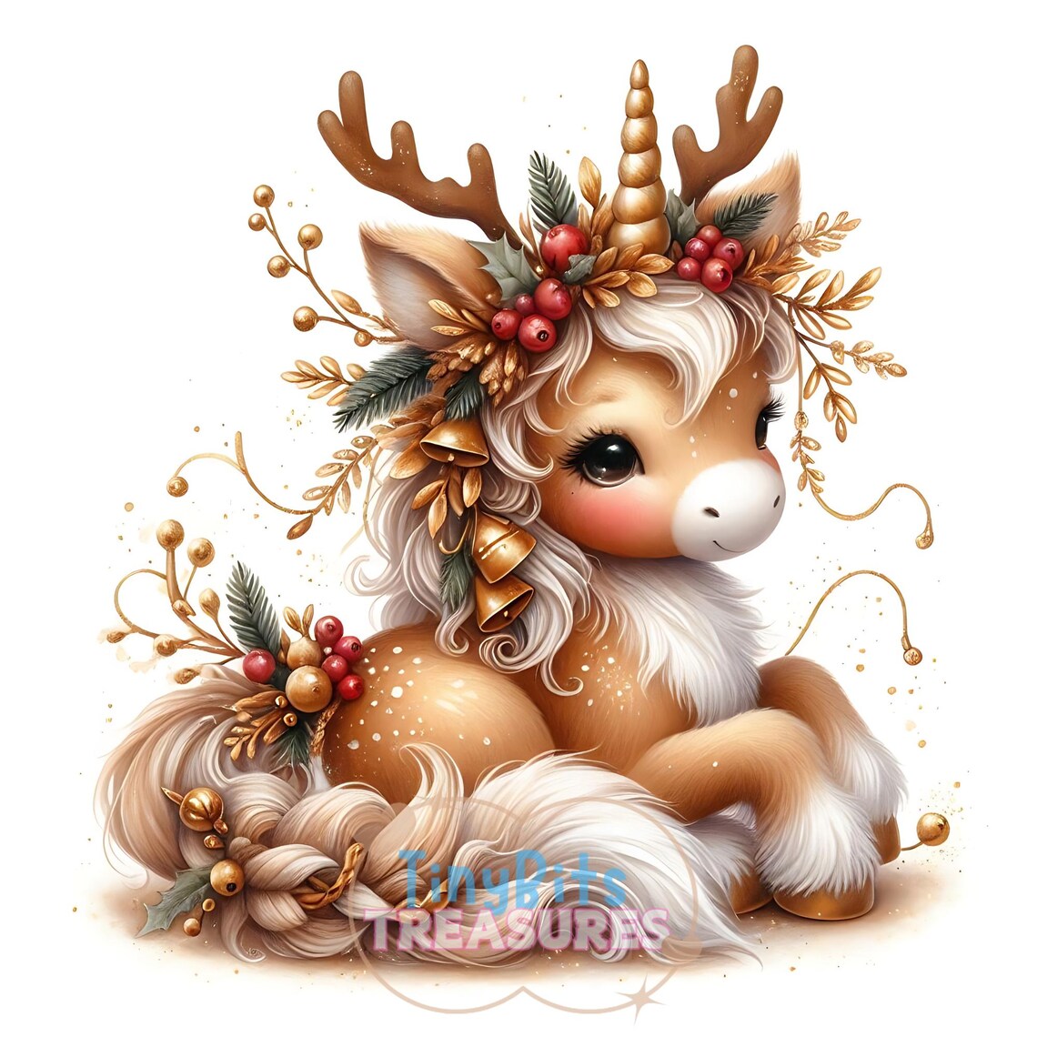 Christmas Reindeer Unicorn Clipart, 15 JPG Reindeer Christmas Clipart ...