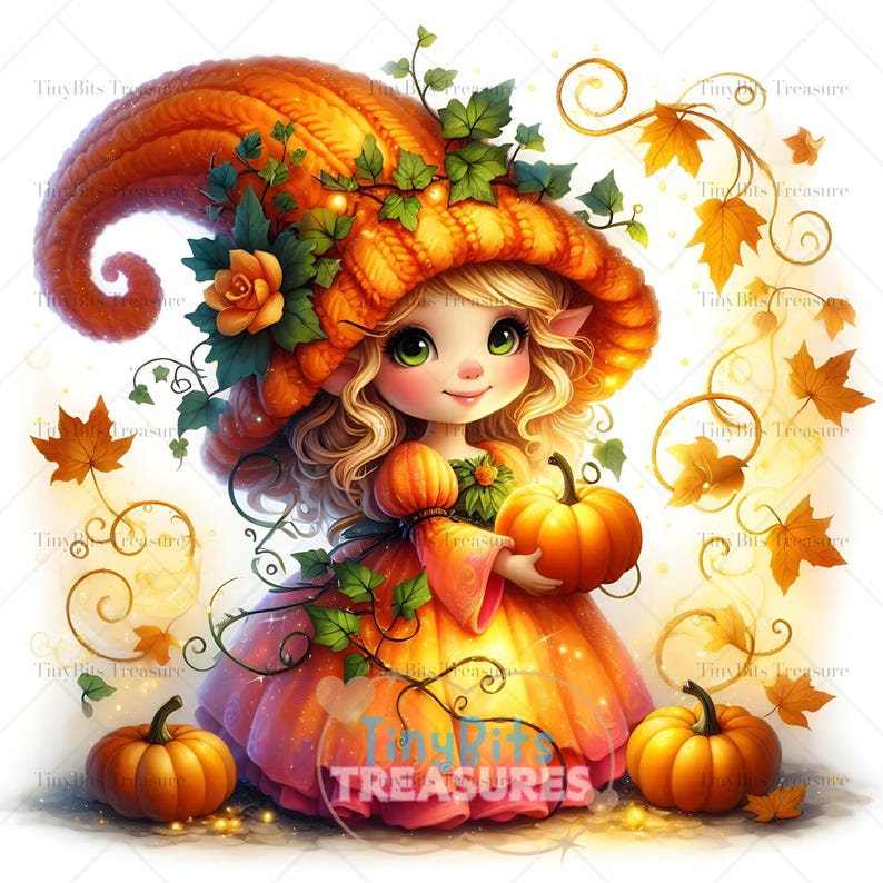 Halloween Pumpkin Gnomes Clipart, 15 JPG Cute Halloween Gnome, Pumpkin ...