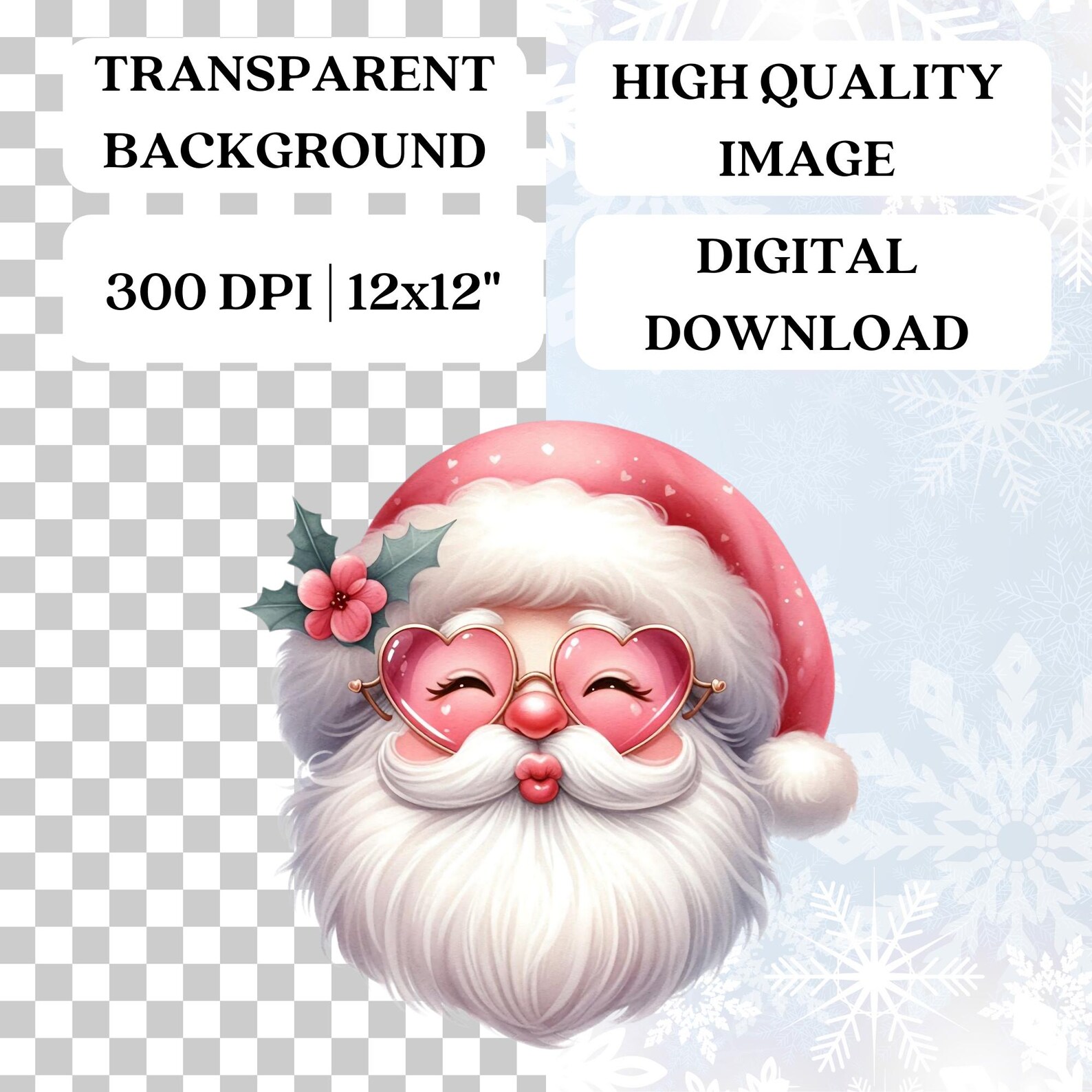 Santa Faces Clipart Bundle, Retro Santa Face Christmas PNG, Vintage ...